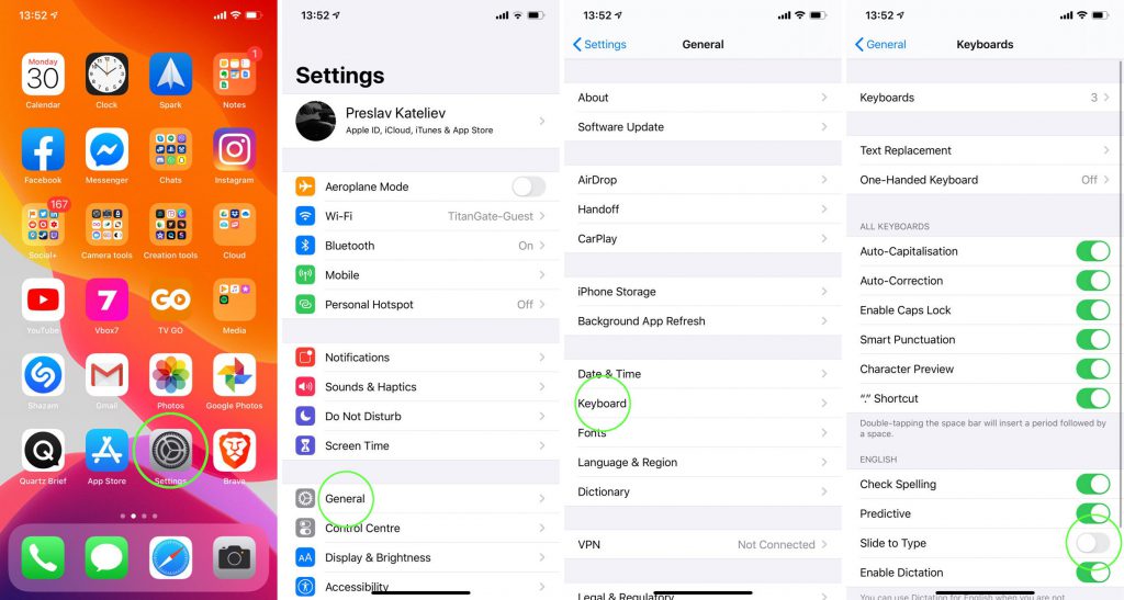 چگونه تایپ سریع (Slide to Type) را در iOS 13 فعال یا غیرفعال کنیم ...